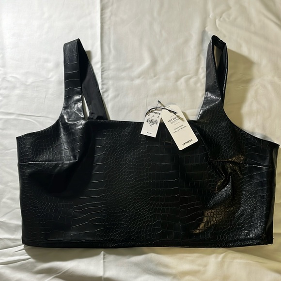 Express | Tops | Expressbody Contour Faux Leather Cropped Tank | Poshmark